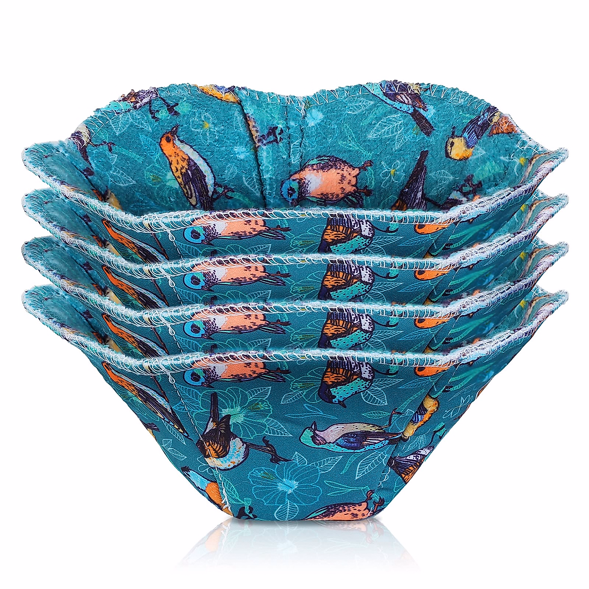 CHENGU Set of 4 Bird Microwave Bowl Holder Hot Bowl Holder Multipurpose Soup Bowl Cozy Heat Resistant Bowl Potholders for Microwave Bowl Hot Pads for Soup Bowl Hot Food Kitchen Supplies (Bird)
