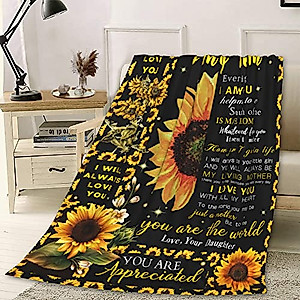 to My Mom Gifts Blanket Mother's Day Blanket Gifts for Mom from Daughter Sunflower Throw Blanket Lightweight Fuzzy Cozy Soft Flannel Blanket for Living Room Bedroom Couch Bed Sofa 40x50 Inch