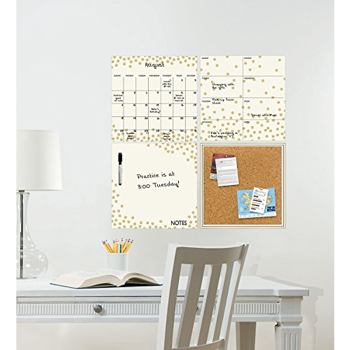 Wall Pops WallPops WPE1503 Gold Confetti Organization Kit, White & Off-White