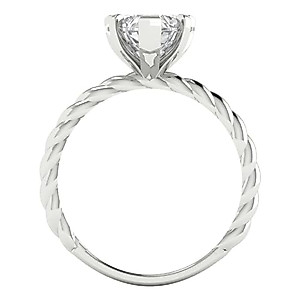 Clara Pucci 2ct Heart Cut Solitaire Rope Twisted Knot Moissanite 5-Prong Engagement Bridal Promise Anniversary Ring 18K White Gold 5.25