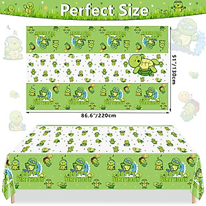 PTECDROTS 4Pcs Turtle Tablecloth, Cute Turtle Party Table Covers, Rectangular Table Decoration for Under The Sea Party Decorations Turtle Birthday Party Decorations Supplies，51 x 86.6 Inch