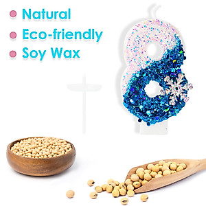 Hongplus Bluey White Frozen Birthday Candles, Sparkler Number 4th Birthday Candle for Party Supplies, Snow Winter Frozen Birthday Party Decorations, Number 4 Cake Toppers Decorations