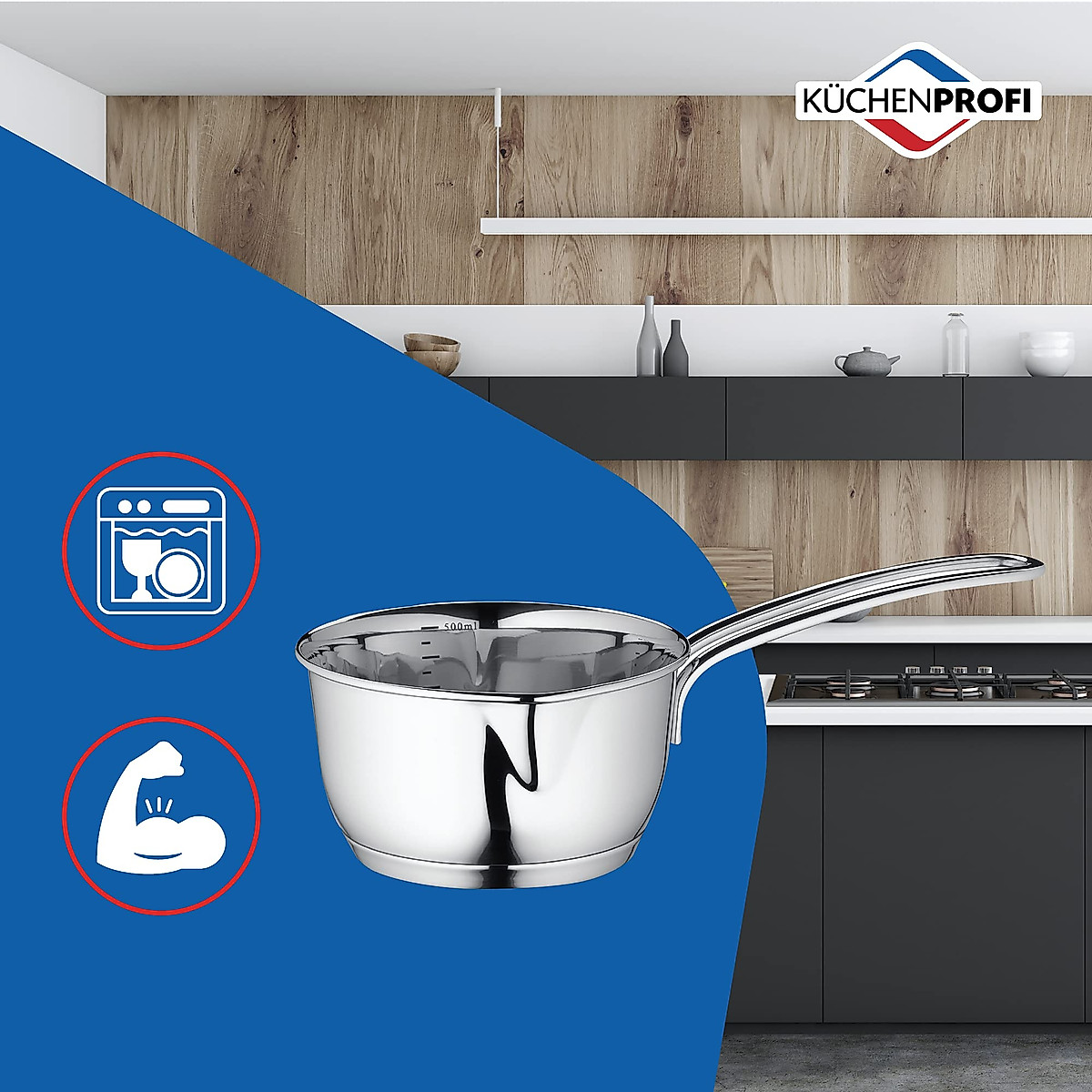 Küchenprofi Stainless Steel Saucepan with Clad Bottom, 16-Ounce,Silver