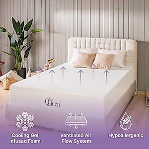 NapQueen Queen Mattress, 6 Inch Elizabeth Cooling Gel Memory Foam Mattress, Queen Bed Mattress in a Box, CertiPUR-US Certified, Medium Firm, Breathable Soft Fabric Cover