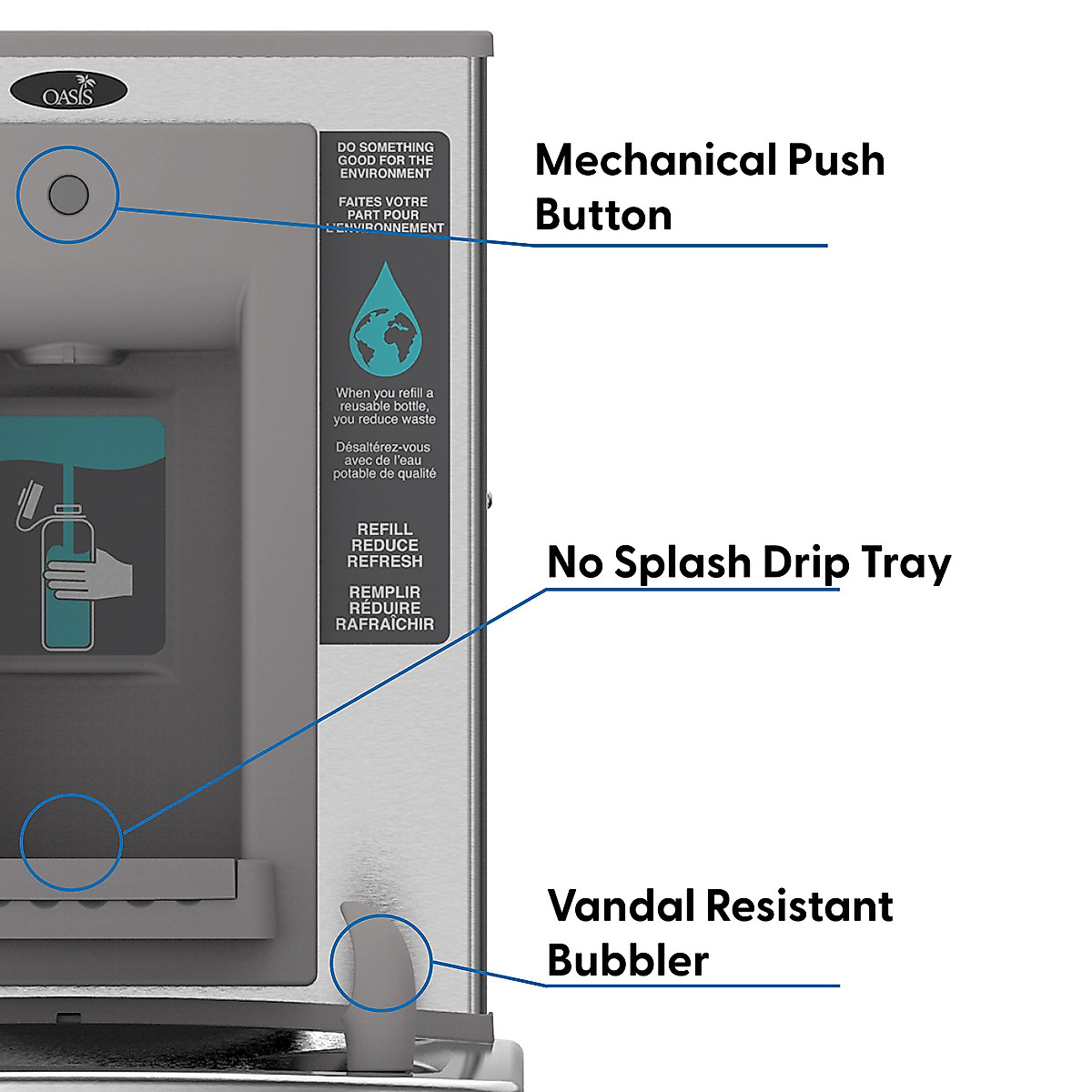 Oasis PWEBF VersaFiller Hands-Free Non-Refrigerated Sports Bottle Filler Retrofit Kit VersaCooler II Drinking Fountain