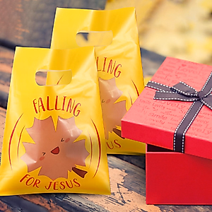 Panelee 100 PCS Thanksgiving Treat Bags Religious Fall Goody Bags Autumn Bags with Handles Christian Maple Fall Leaves Favor Bags for Kids Goody Candy Bags for Thanksgiving Sundayschool Party Supplies