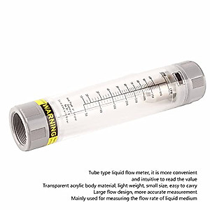Liquid Flow Meter, Acrylic Plexiglass Tube Water Liquid Flowmeter Flow Measuring Tool LZM-40G 10-100GPM G1-1/2" or BSP Connection Used for Measuring The Flow Rate of Liquid Medium