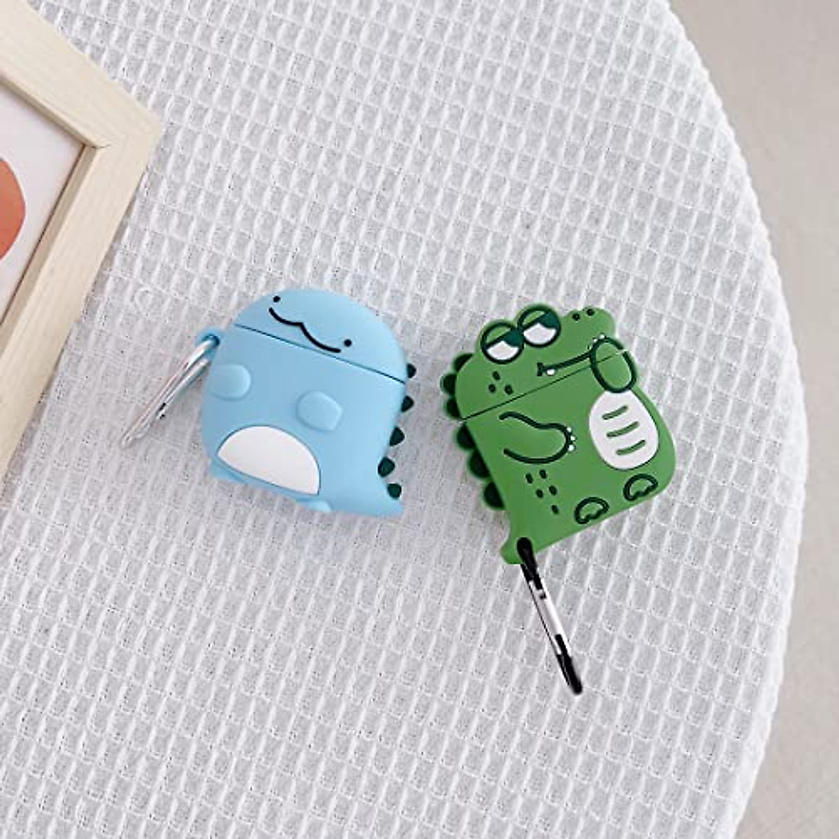 【2 Pack】 Lubiogio 3D Cute Crocodile+Dinosaur Case for Airpod 2/Airpod,3D Cartoon Kawaii Animal Airpod 2 Design Kids Teens Girls Women Soft Case for Airpod 2nd/Airpod 1st Case(Crocodile+Dinosaur)