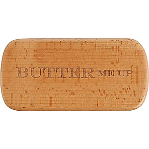 Talisman Designs Laser Etched Vivid Beechwood & Stoneware Butter Dish with Lid Butter Me Up Solid Wooden Lid Butter Holder Fun & Functional Kitchen Supplies
