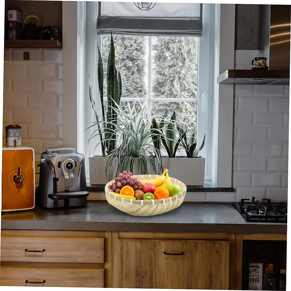 Alipis 3Pcs bamboo three piece set Bread Basket Tray wicker food shallow plate fruit rattan basket wicker basket tray fruit display basket Rattan Bread Basket wicker tray dining table egg