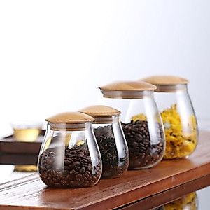 SHOWERORO Glass Storage Jars Storage Glass Jars Storage Container Candy Jars Airtight Canister Glass Canister Sugar Jars Container Glass Tea Jar Coffee Wooden Dry Clear Canning Jar