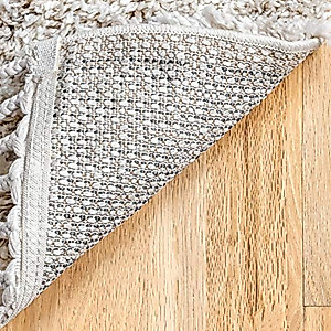 nuLOOM Brooke Shag Tasseled Area Rug, 4x6, Ivory