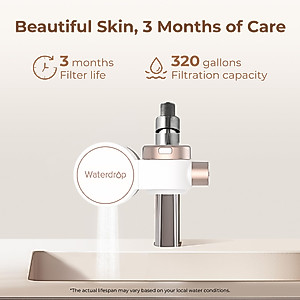 Waterdrop Soft Water Skincare Filter 2.0, Bathroom Sink Filter Water Faucet for Skin, Faucet Water Filter, 0.01 Micron, Reduce Chlorine & Scale Control，BFT1(1 Filter Included)