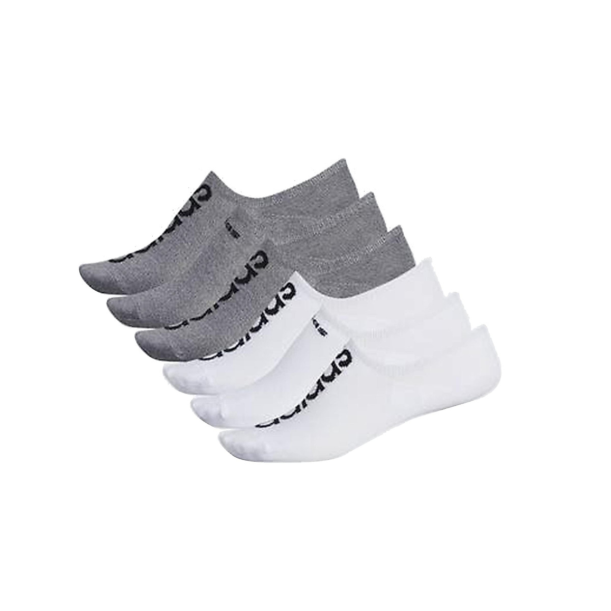 adidas Men's Superlite Linear Super No Show Socks (6-Pair), Alumina Beige/Night Grey/Black, Large