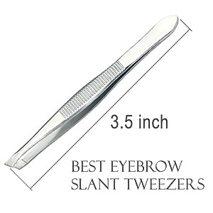 Luxxi (5 Pack) Slant Tweezers - Precision Sturdy Stainless Steel Slant Tip Tweezers Hair Plucker for Hair and Eyebrows Personal Care (Silver Tone)