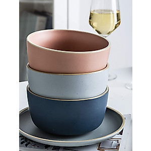 MDZF SWEET HOME 28 Oz Porcelain Bowl Set, 6 Inch Deep Bowl for Cereal, Soup, Fruit-Salad and Dessert Serving Bowls, Set of 4