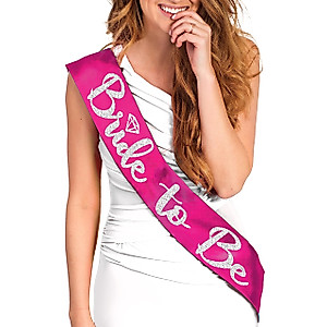 RhinestoneSash Bride Sash Bachelorette Party Pink - Silver Sparkle Diamond Bride To Be Hot Pink PREMIUM BRIDAL GRADE SATIN Sash - Magenta Sash(SlvDiaB2B)