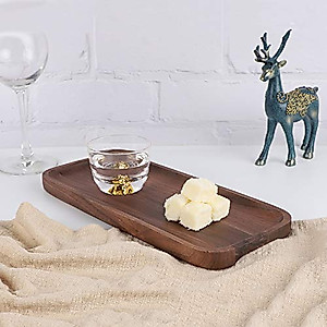 Royalling Walnut Wooden Tray Solid Wood Serving Tray Bathroom Tray Rectangle Small Platter Tea Tray Coffee Table Tray (11.8X5in)