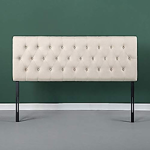 ZINUS Trina Upholstered Headboard/Button Tufted Upholstery/Adjustable Height/Easy Assembly, Taupe, Full & SmartBase Headboard and Footboard Brackets, Set of 2