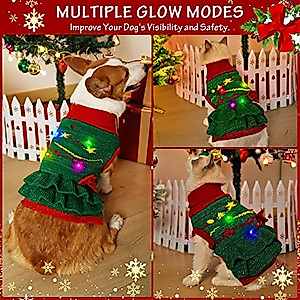 T2Y Cat Christmas Sweater - Cat Dog Costume with LED Lights, Turtleneck Cat Christmas Outfit with Leash Holes, Warm Clothes for for Kitten & Puppy, Gift for New Year (Extra Small