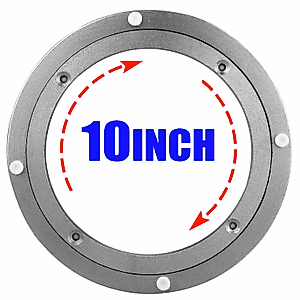 10 Inch Lazy Susan Turntable, A+Selected Heavy Duty Aluminium Lazy Susan Hardware, Sliver Rotating Turntable Bearing Table Base, Round Swivel Plate for Glass, Granite or Wood Kitchen Ding Table