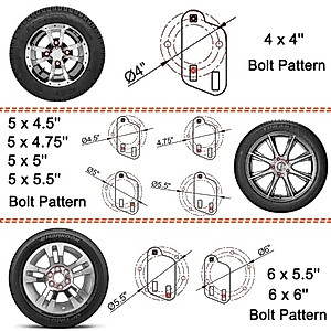 CAT SO RICH Spare Tire Carrier, Spare Tire Mount Bracket for Trailer Boat or Rv, Holds up to 120Lbs, Fits 4 & 5 & 6 Lugs Wheels on 4", 4.5'', 4.75'', 5",5.5",6" or 6.5" Bolt Patterns, Easy to Install