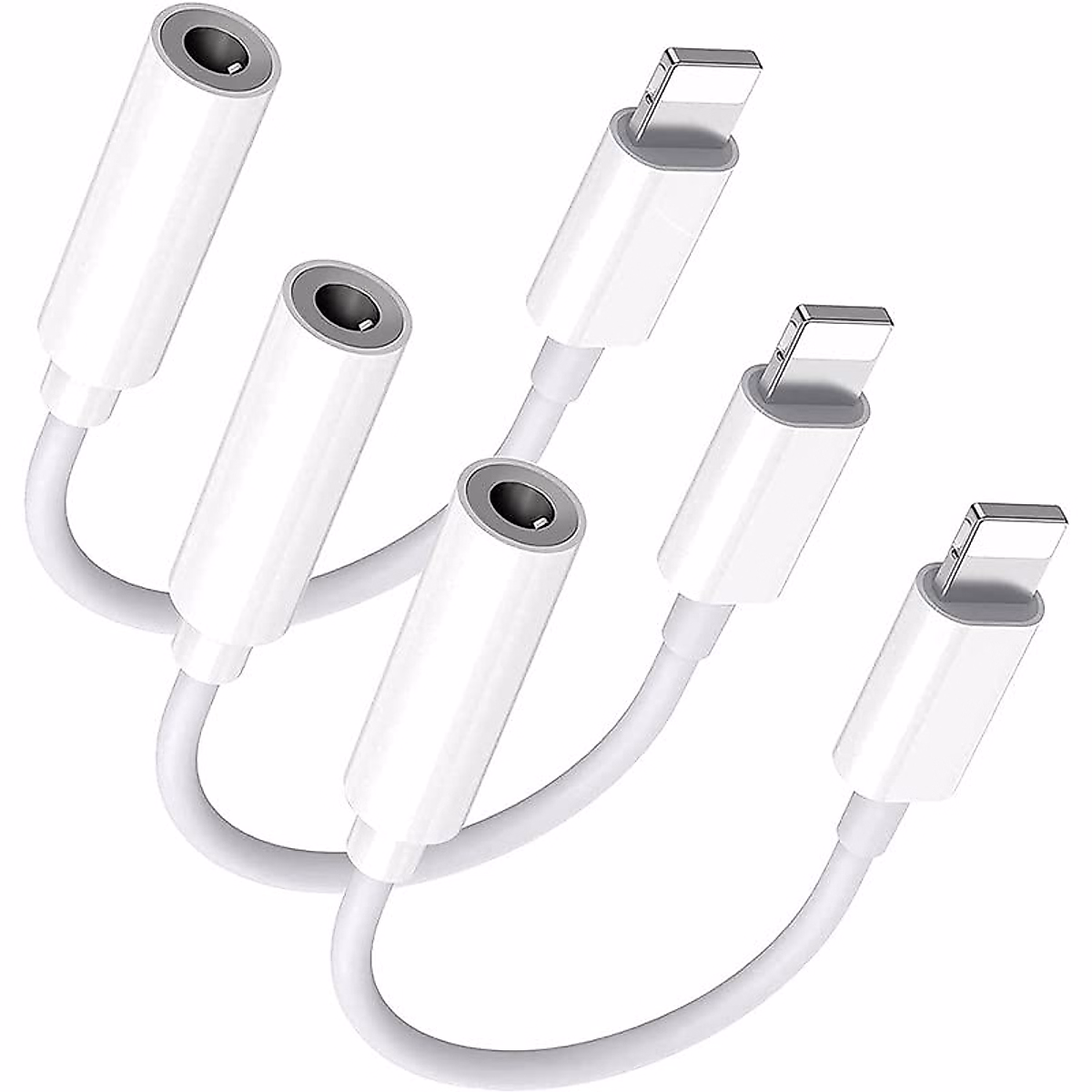 3 Pack Lightning to 3.5 mm Headphone Jack Adapter, [Apple MFi Certified] iPhone 3.5mm Headphones/Earphones Jack Aux Audio Dongle Adapter Compatible for iPhone 14 13 12 11 XS XR X 8 7 Support All iOS