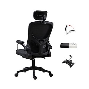 Office Chair Computer Chair Household Long Sitting Learning Chair Swivel Chair Lifting Backrest Conference Chair Ergonomic Chair (Black)