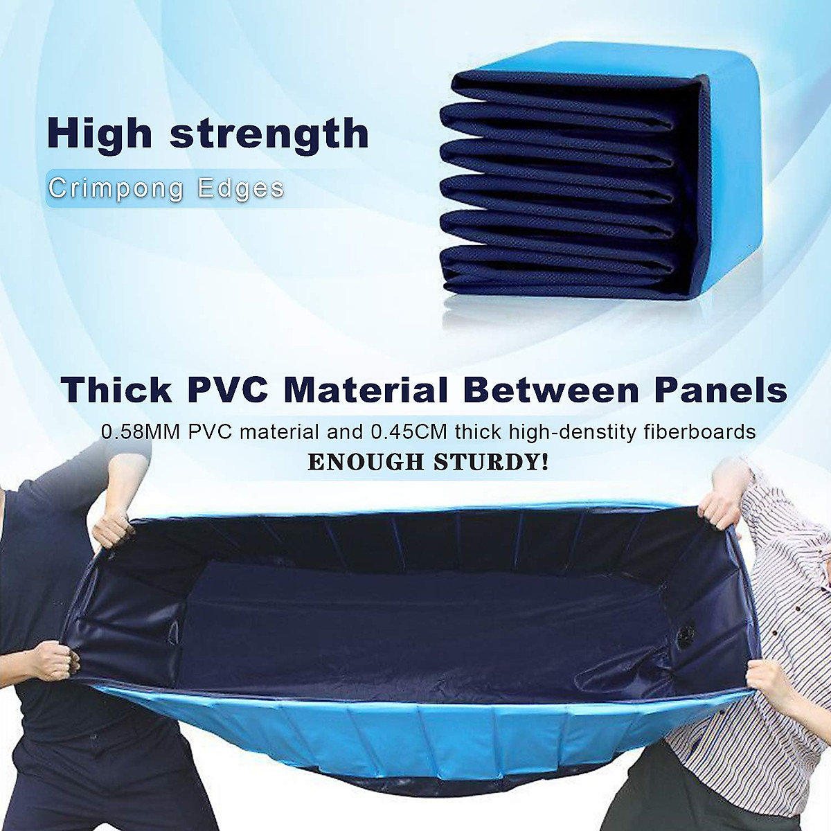 Dog Pool for Extra Large Dogs, Foldable Kiddie Pool Hard Plastic Folding Pet Pools for Dogs, Collapsible Swimming Pool for Kids Slip-Resistant PVC Bathing Tub, XXL 160 * 30CM