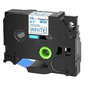 USUPERINK 1PK Compatible for Brother P-Touch Label Maker Tape TZe-243 TZ-243 TZe243 TZ243 Blue on White 18mm 3/4 inch 0.7'' x 26.2ft Laminated TZe TZ Label Tape for PT-D600 D400 D450 H300