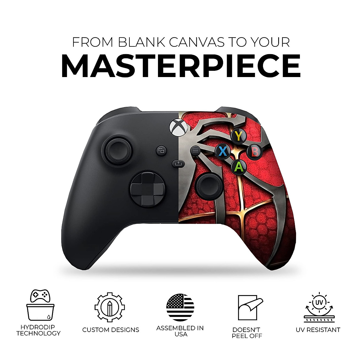 Spider-Man Red Custom X-Box Controller Wireless Compatible with X-Box One/X-Box Series X/S by DreamController | Proudly Customized in USA with Permanent Hydro-DIP Printing (NOT JUST A Skin)