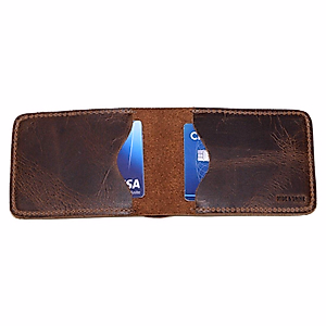 Hide & Drink, Horizontal Bi-Fold Leather Wallet, Holds Up to 8 Cards Plus Flat Bills/Money Organizer/Travel Essentials, Handmade Includes 101 Year Warranty :: Bourbon Brown