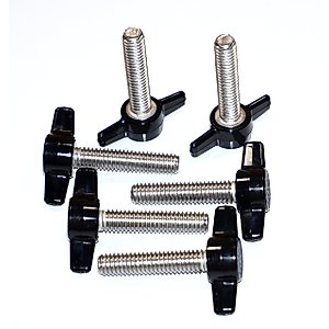5/16 x 1 Thumb Screw Stainless Steel Thumbscrew Black Tee Wing Thumb Screws Standard/Coarse Plastic Knob Thumbscrew Stud 1" - Built in USA - Packs of 3,6,10 (6)