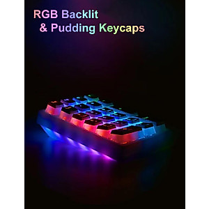 LINKEET Tri-Mode Mechanical Numpad RGB Backlit Bluetooth 5.0/Wired USB-C/2.4G Wireless Macro Number Pad 21-Key NKRO Hot Swappable Numeric Keypad Rechargeable External Num Pad for Laptop, Mac