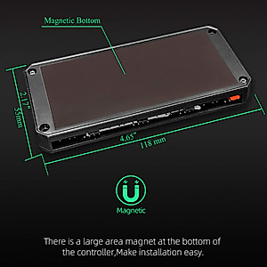 KLLsmDesign Pwm Fan Temperature Controller Integrator, Remote Control Computer RGB Light Adapter, 8 * 4 Pin Fan Speed Controller Ports, 10 * 5v 3pin A-RGB Ports with Magnet （Black）