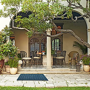 MATALL No Water Holds Outdoor Mat - Non-Slip Front Back Washable Doormat, Low-Profile Heavy Duty Welcome Entrance Way Rug (29.5x17, Navy Blue)