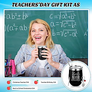 Didaey 24 Pcs Teacher Appreciation Gift Sets 12 Oz Teacher Wine Tumbler for Women Thank You Birthday Graduation Gifts 12 Best Ever Cup and 12 Keychain(Black)