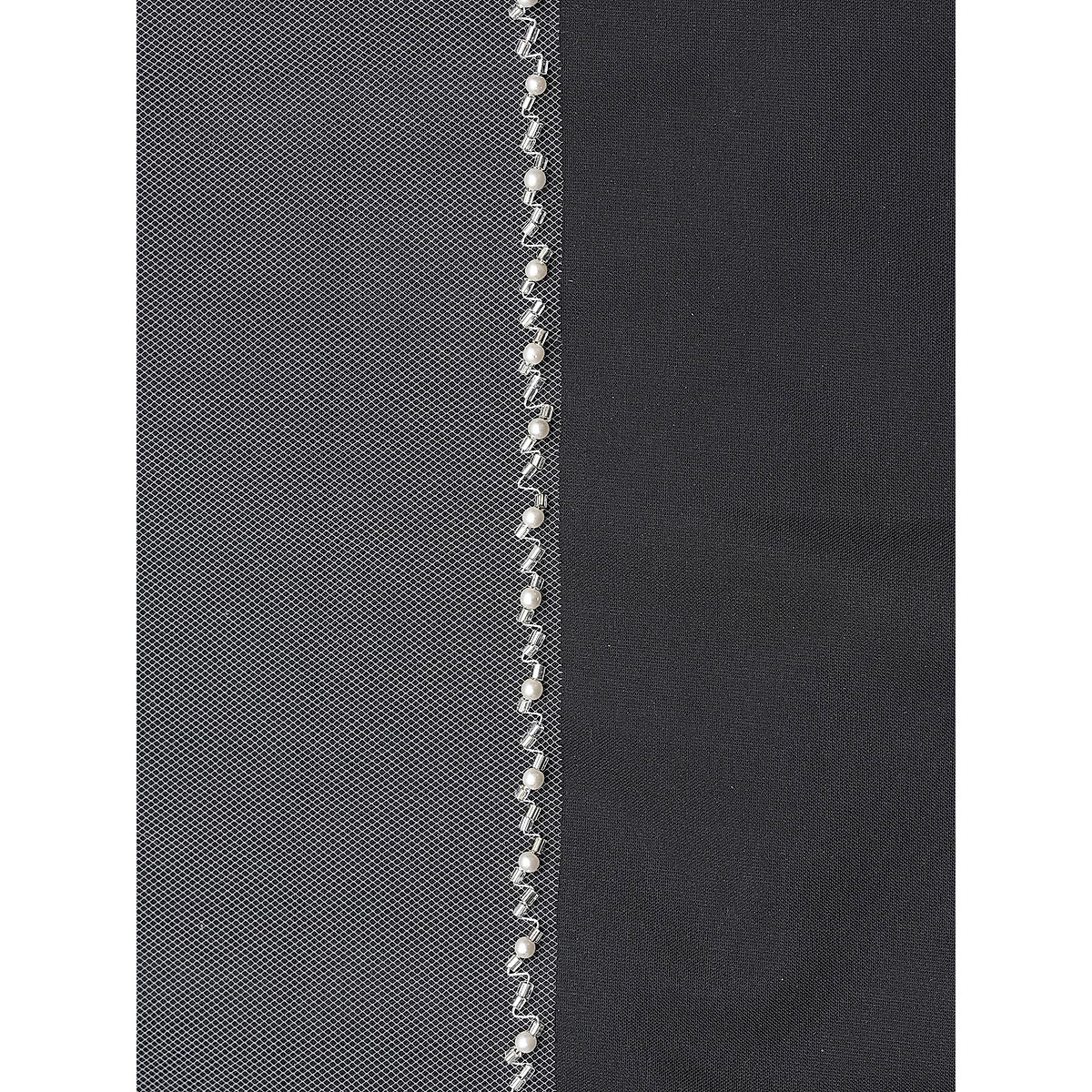 SAMKY 1T 1 Tier Pearls Bugle Beaded Wedding Veil V395 - Light Ivory Elbow Length 30"