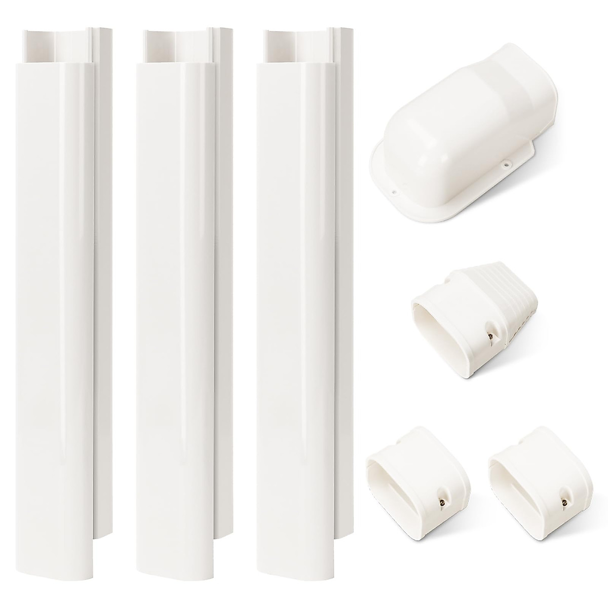 3" W 4.2Ft L Line Set Cover Kit for Mini Split Air Conditioners Decorative PVC Slim Line Cover for Central AC & Heat Pumps Systems Tubing Cover