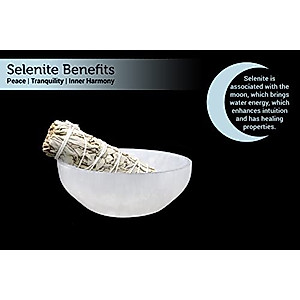 Soul Sticks Selenite Crystal Bowls for Smudging, Healing, Recharging Crystals | Pure Selenite Smudge Bowl & Crystal Charging Station Ethically Sourced in Morocco (5 Inch (Pack of 1))