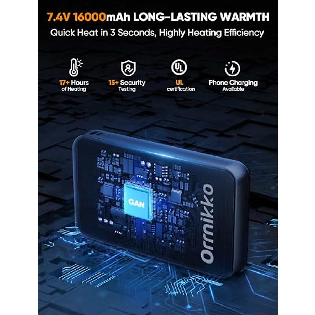 ORRNIKKO [2024 All-New] Heated Vest Women - Detachable Heated Hood, With 7.4V 16000mAh Battery Pack, Womens Heated Vest