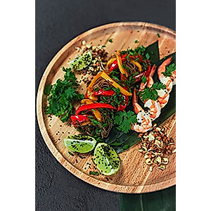 WOODLA 14 Inch Round Charcuterie Boards Cheese Board - Natural Wooden Serving Tray with Rim for Party and Home Decor - Perfect Food Platter and Kitchen Accessory