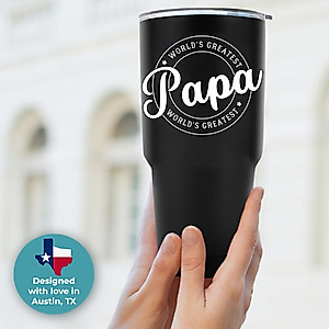 World's Greatest Papa Tumbler 30oz, Thoughtful Papa Gifts from Granddaughter and Grandson, Best Grandpa Presents from Grandkids, Ideal Present Picks for Birthday, Father's Day, Christmas, Gift Ready