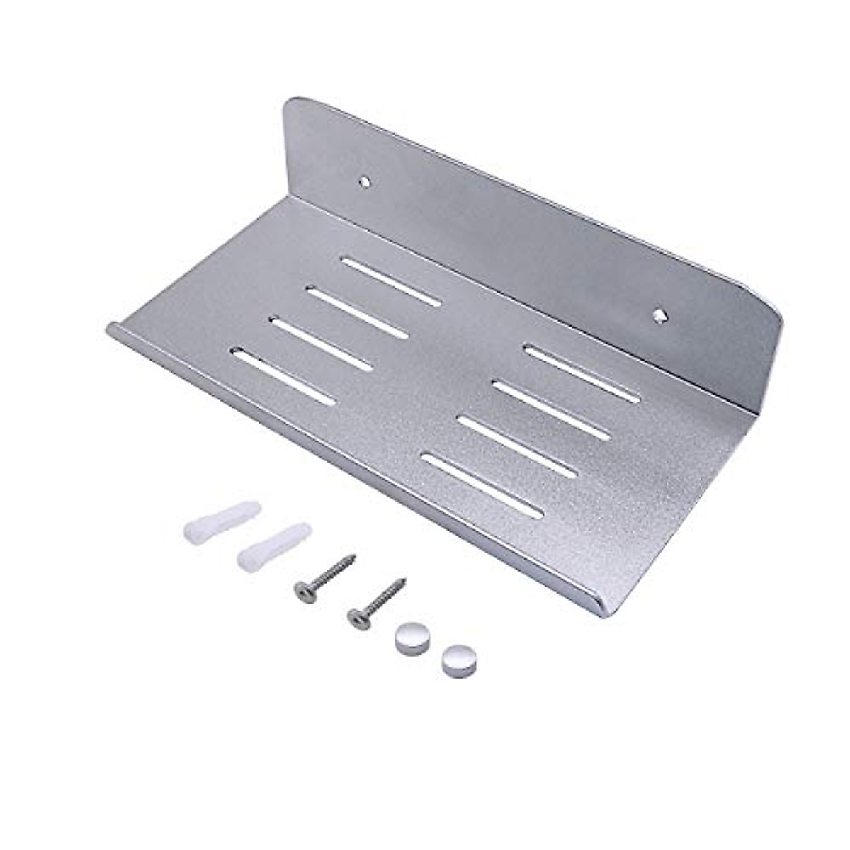 SinLoon 7.8 Inch Small Shelf in Flat Satin Aluminum Bathroom Shelf Wall Mount for Small Speaker Smartphone, Tablet, Toiletries Silver 2 Pack