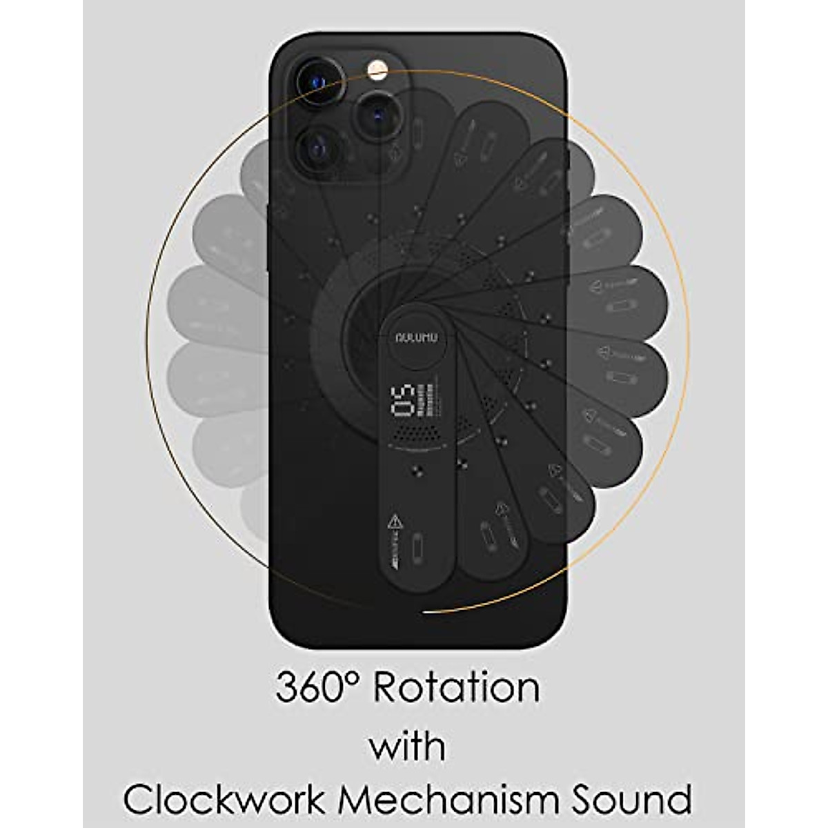Aulumu G05 [4-in-1] Mag Safe Phone Grip [2023 Unique Design], Removable 360° Adjustable Phone Kickstand with Box Opener, Compatible with iPhone 14&13&12 Series (Black)