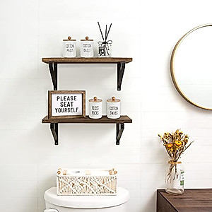 Mkono 4 Pack Qtip Holder Dispenser with Bamboo Lids, Ceramic Apothecary Jars for Bathroom Storage Canister, Vanity Makeup Organizer, Bathroom Accessories Set for Cotton Balls, Swabs, Pads, Floss