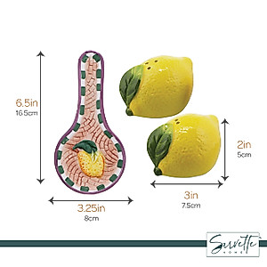 Lemon Salt & Pepper Shakers with Mini Lemon Spoon Rest