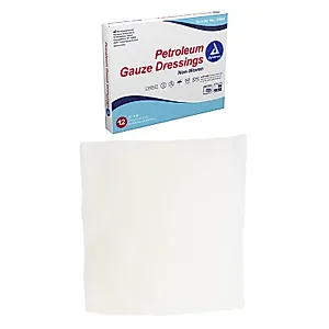 Dynarex Sterile Petroleum Non Adhering Gauze Dressing for Wounds, 12 Count