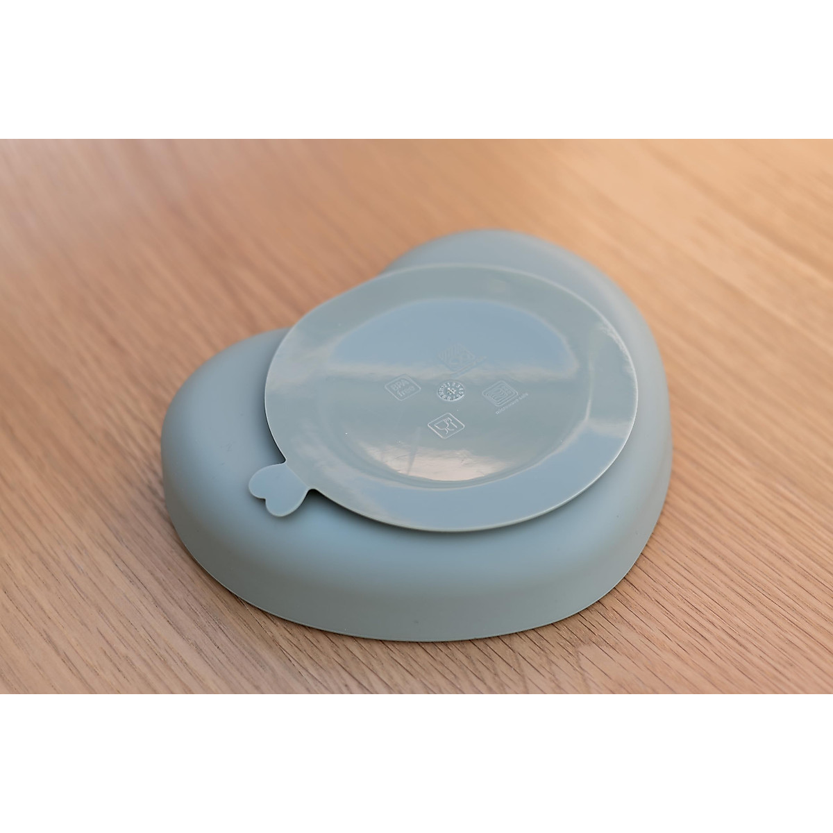 Spoondrift 100% Food Grade Silicone Suction Heart Plate | For Babies And Toddlers, BPA FREE, Diswasher Safe & Microwave Safe - Choose From 6 Colors (Sage)