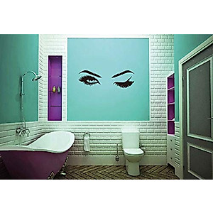 DXLING 49.2inch Large Beauty Salon Eyelash Wall Decor Stickers Make Up Store Home Decoration Murals (LC560 Black）